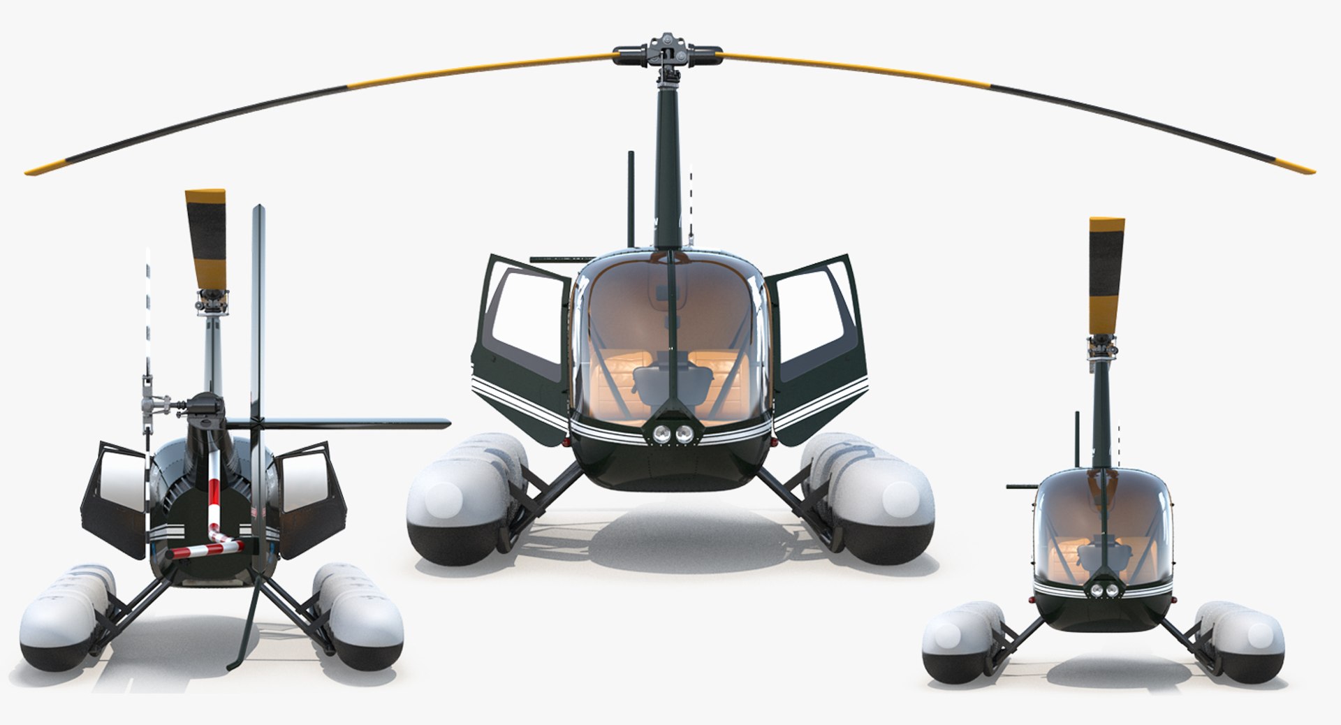 3d Helicopter Robinson R44 Floats Model