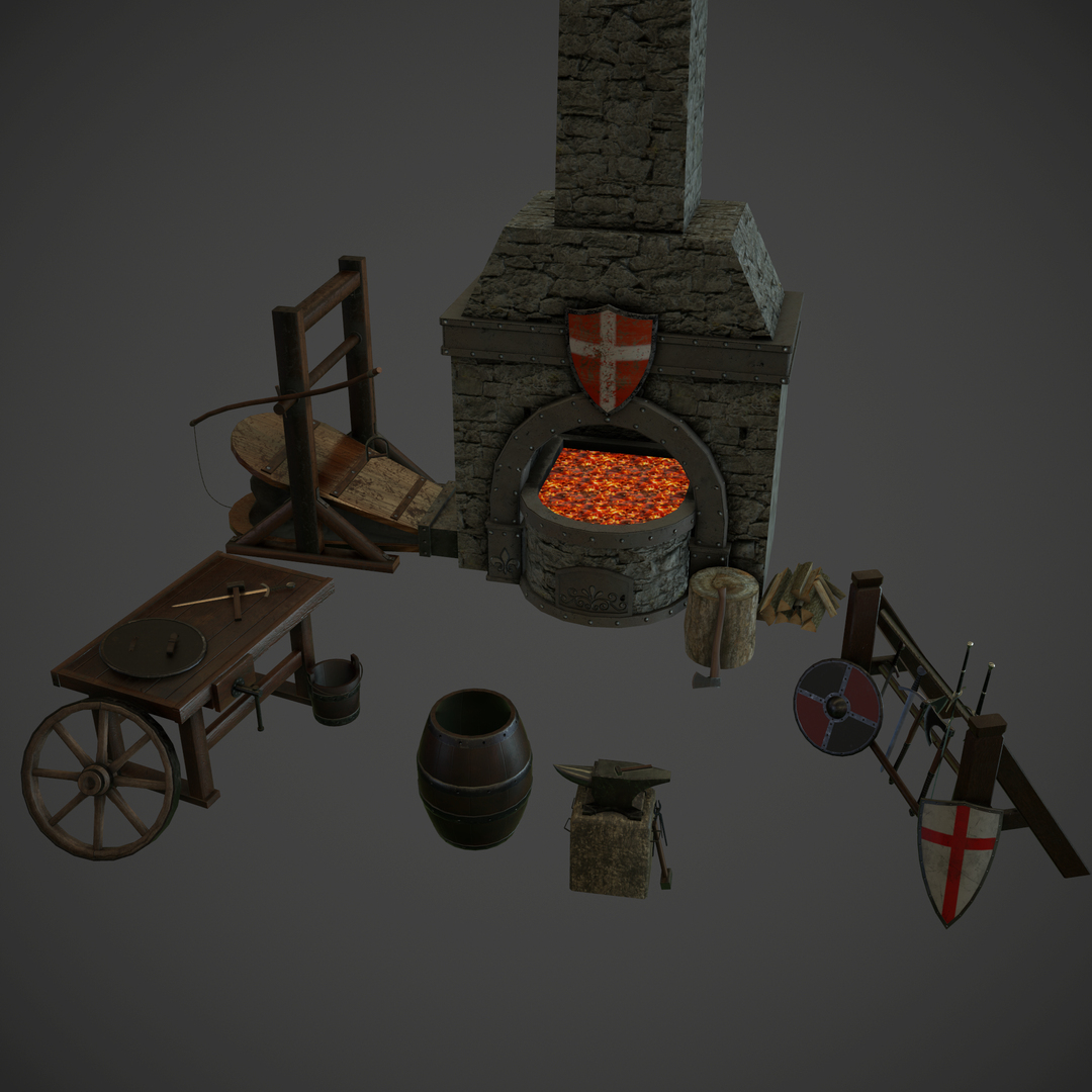 3d medieval props model