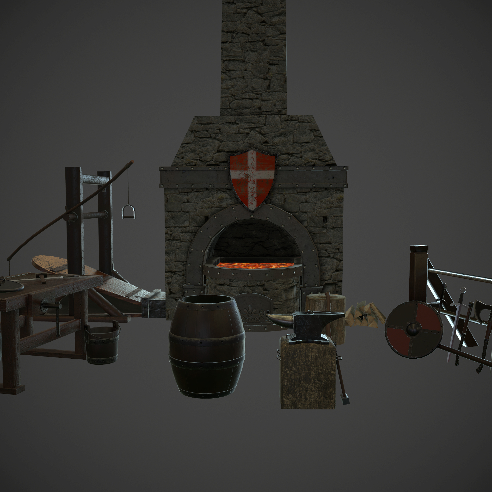 3d medieval props model