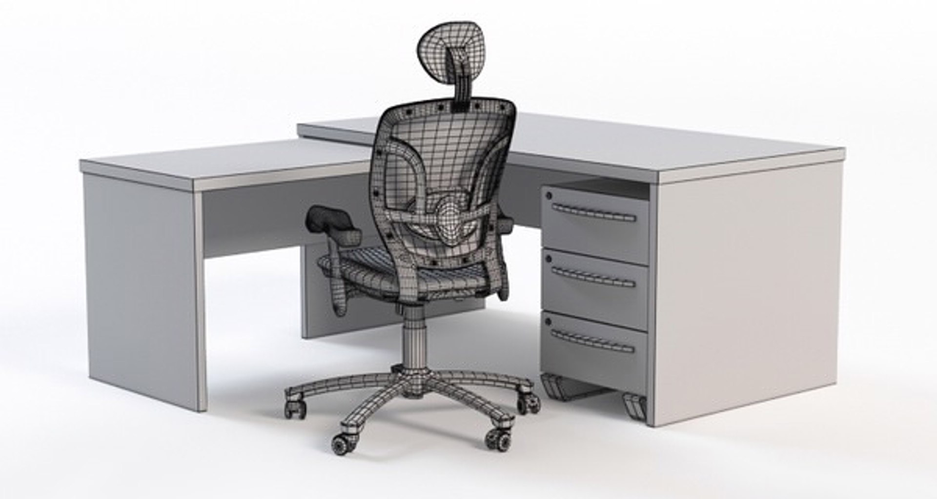 Corner Office Desk 3d 3ds