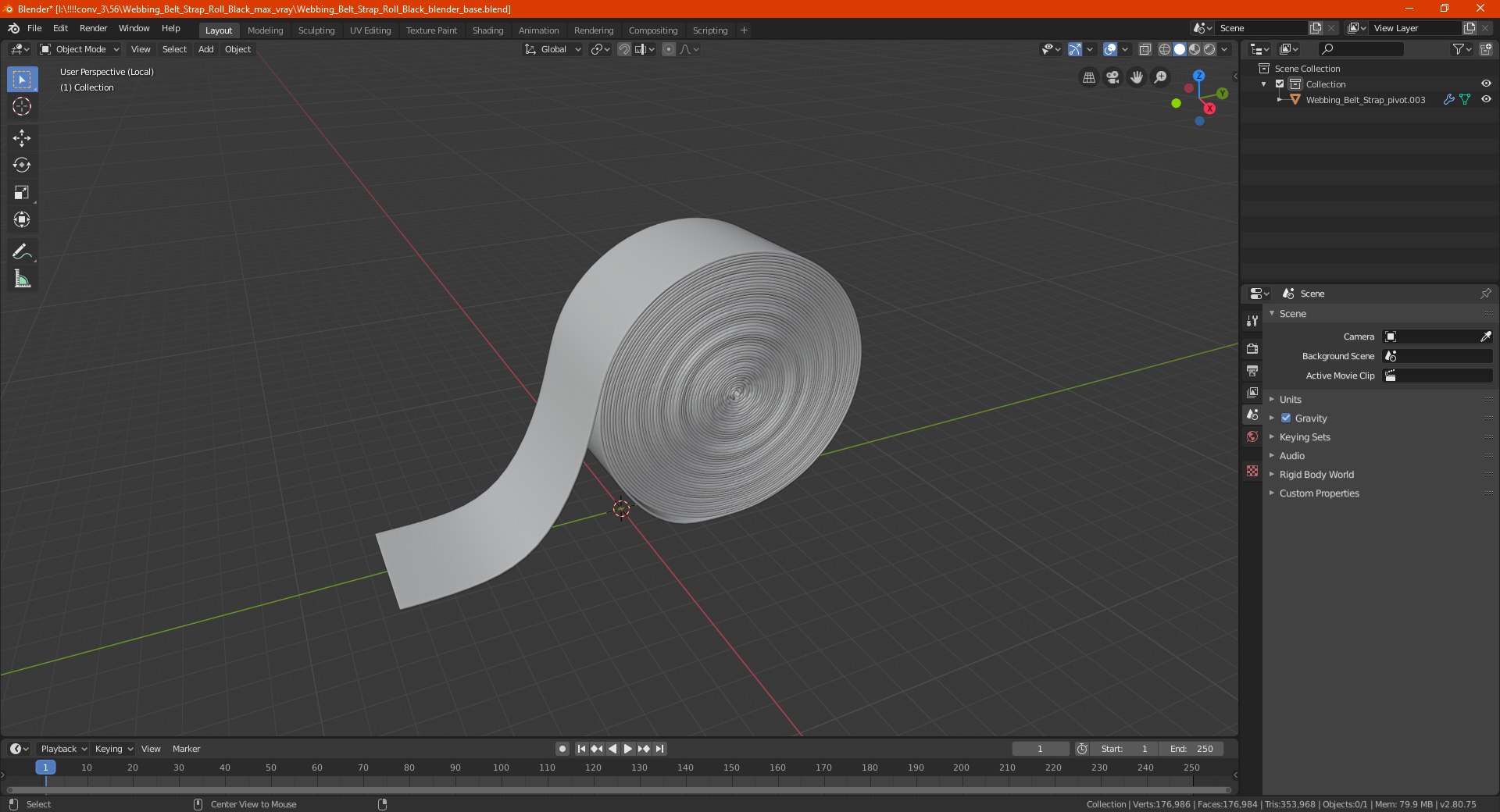 3D Model Webbing Belt Strap Roll Orange - TurboSquid 1841741