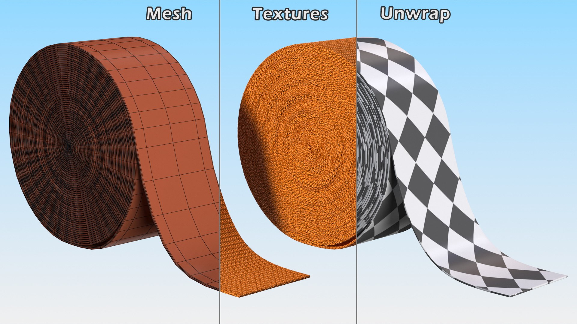 3D Model Webbing Belt Strap Roll Orange - TurboSquid 1841741