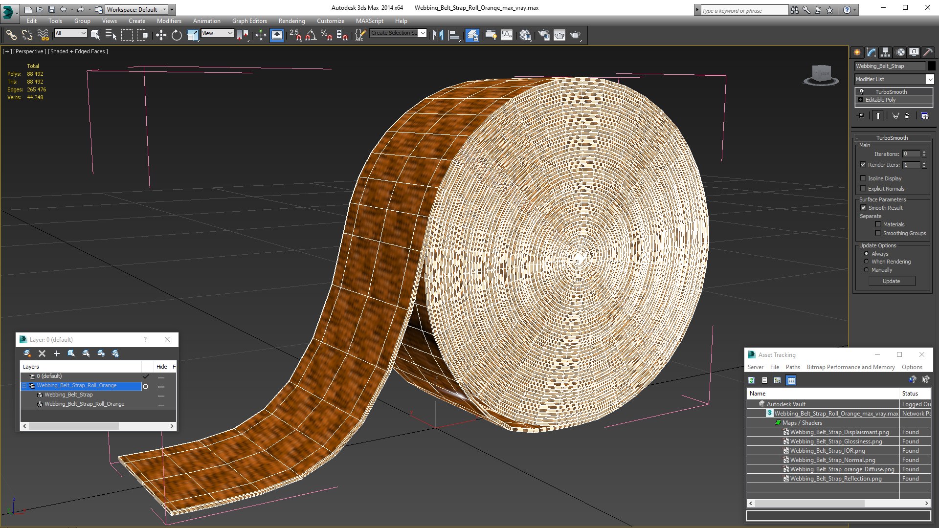 3D Model Webbing Belt Strap Roll Orange - TurboSquid 1841741