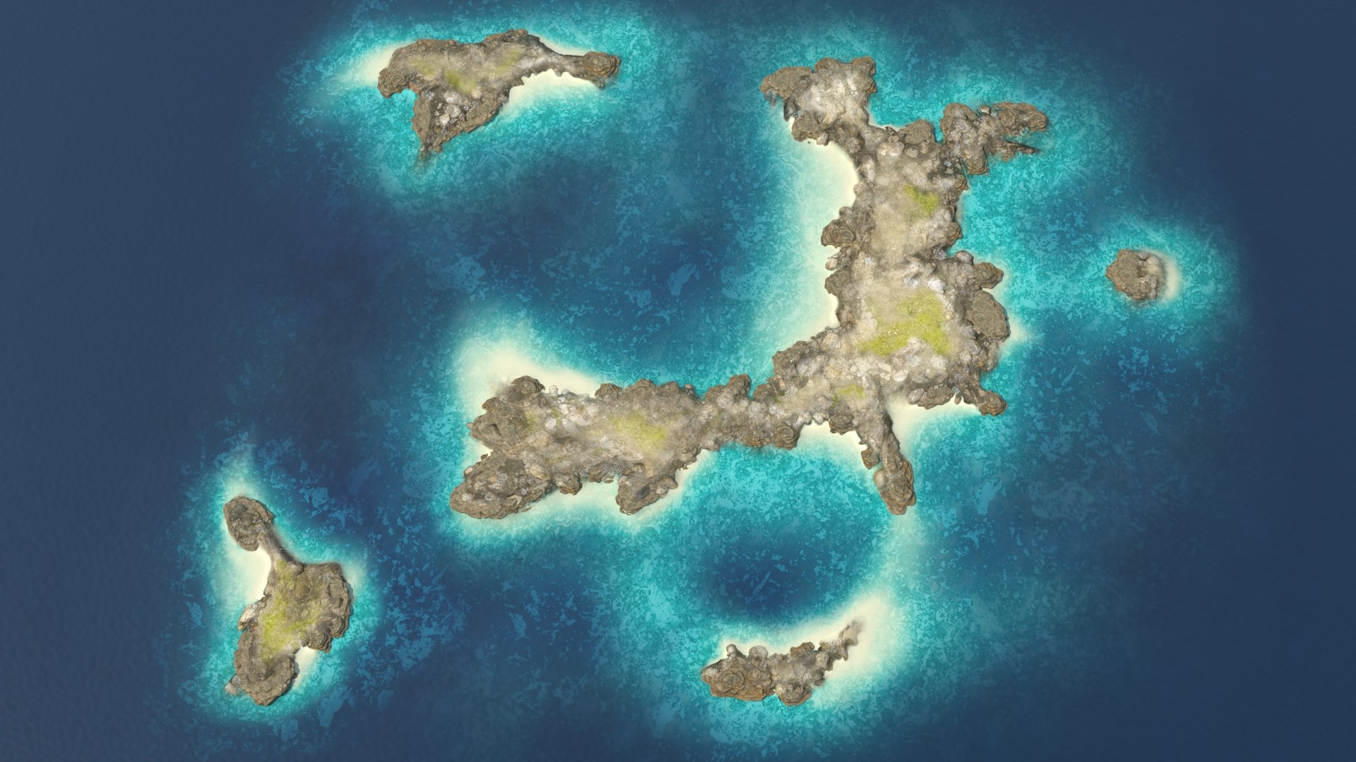 3D Islands In The Ocean With Sand And Rocks - TurboSquid 2213191