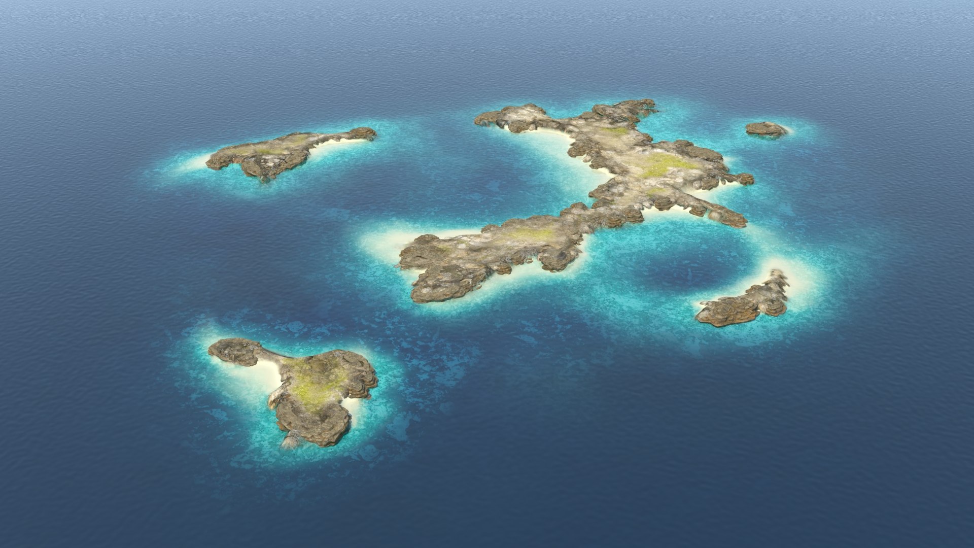 3D Islands In The Ocean With Sand And Rocks - TurboSquid 2213191
