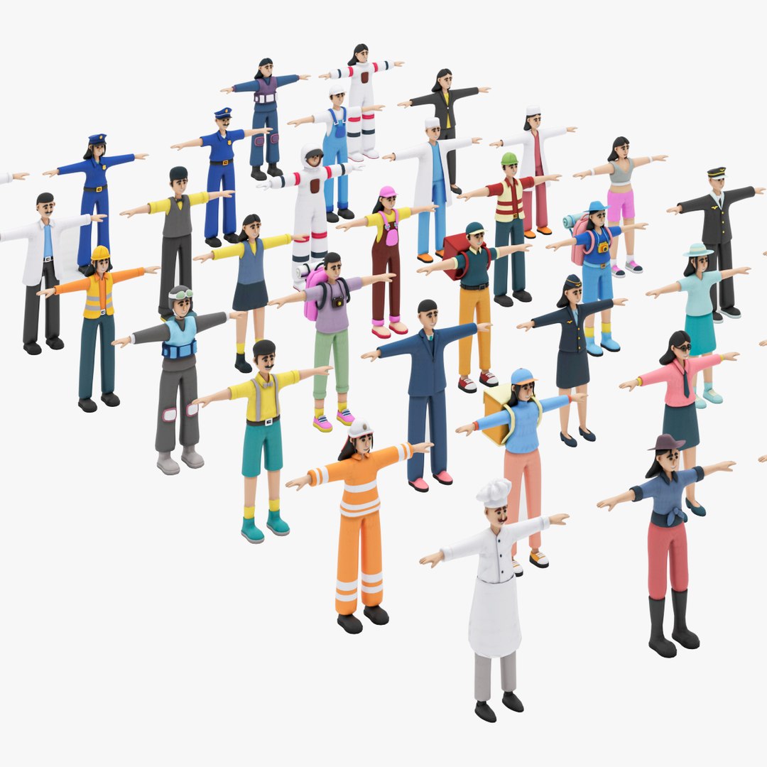 3D Low Poly Cartoon Characters Pack - TurboSquid 2396354