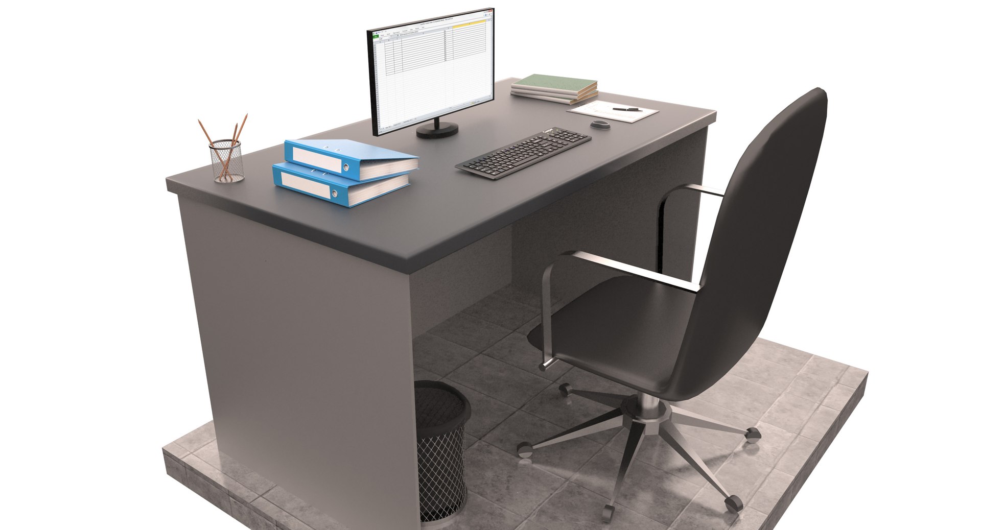 Desk Office Items Model - TurboSquid 1222557