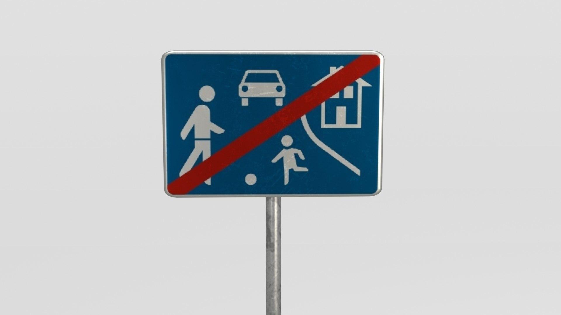 3D Model Traffic Sign End Of Residential Area - TurboSquid 2144304