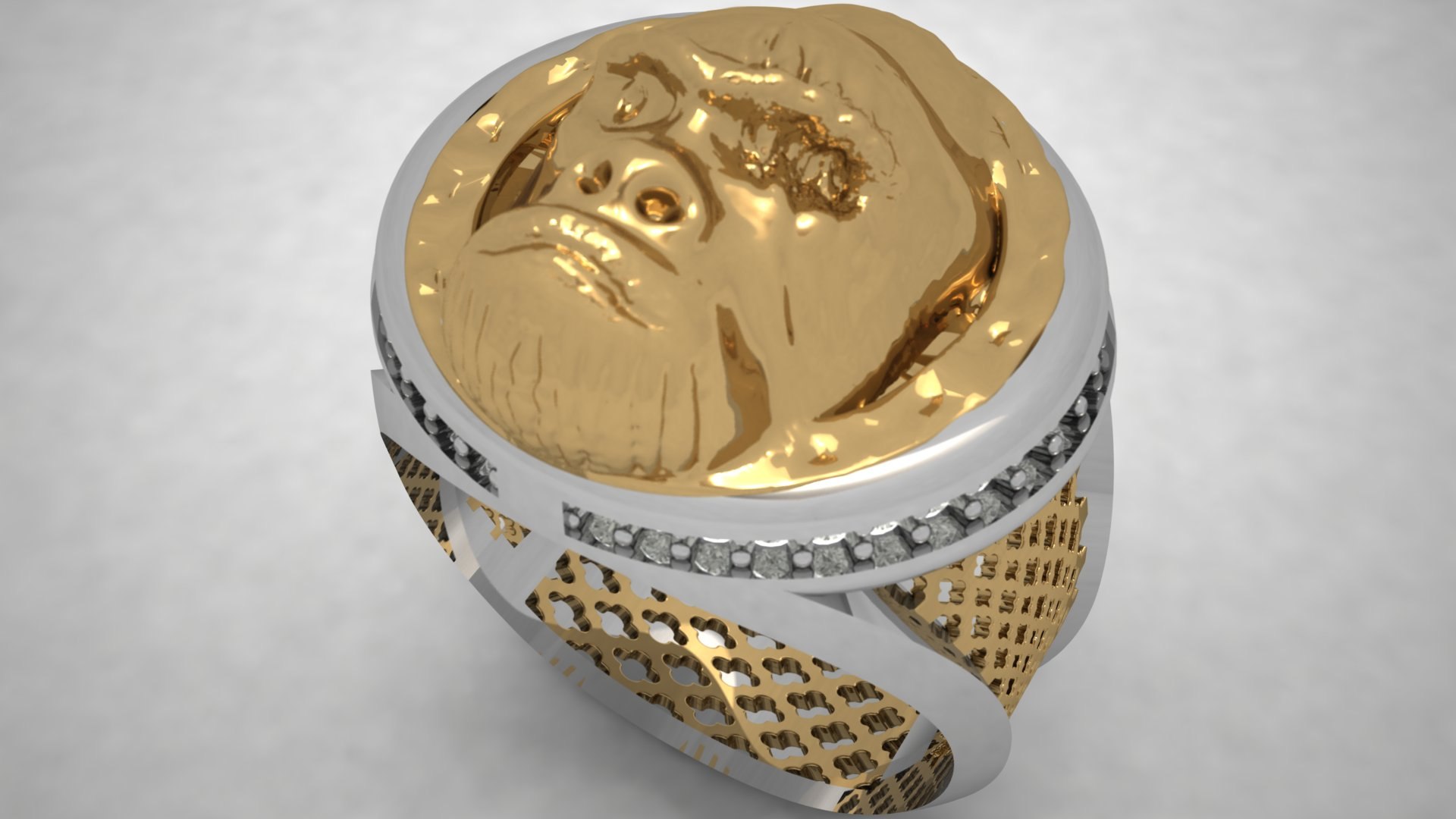 Warrior Gorilla Diamond Ring Model - TurboSquid 2265486