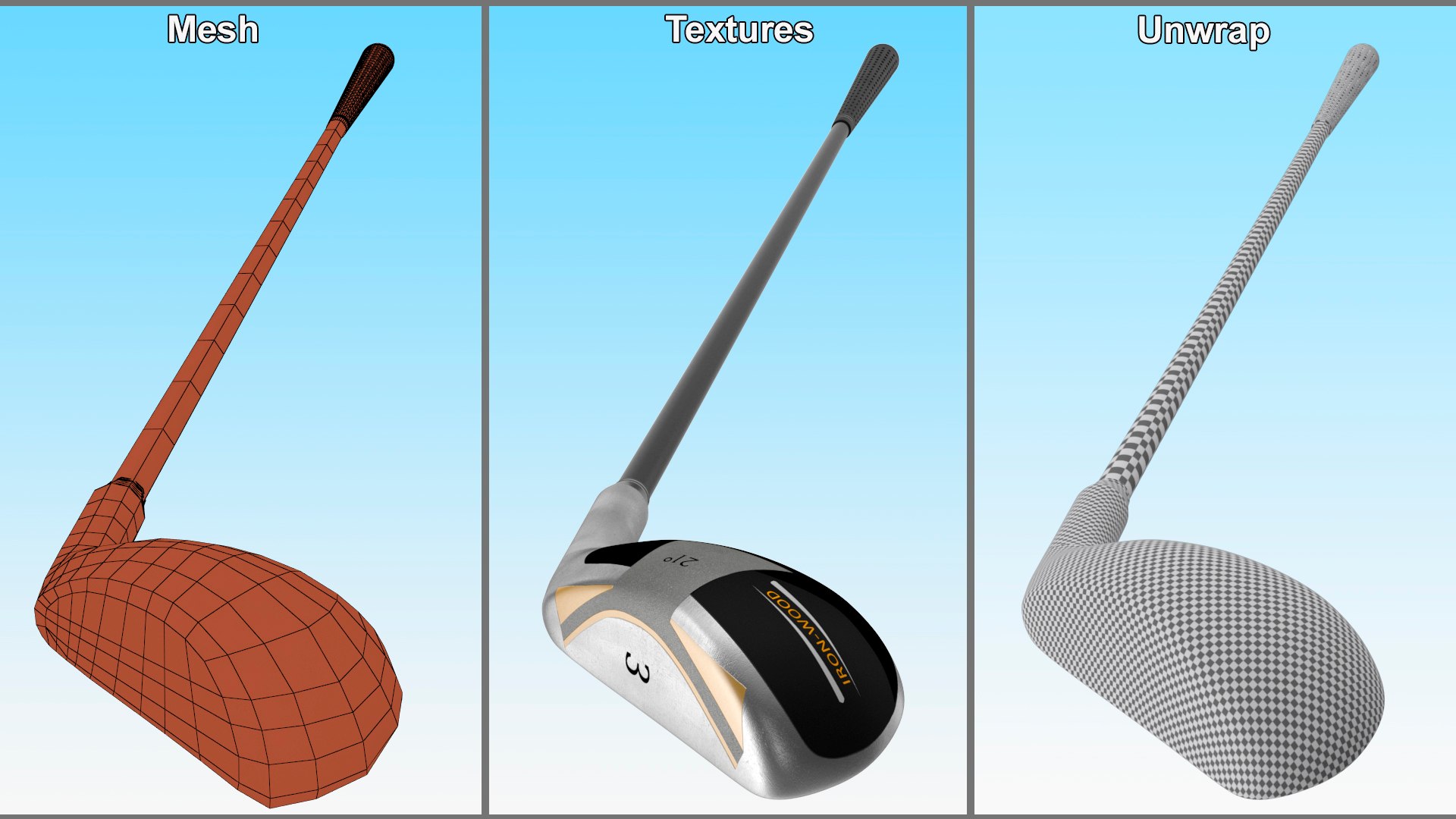 3 Iron Golf Club 3D - TurboSquid 2148599