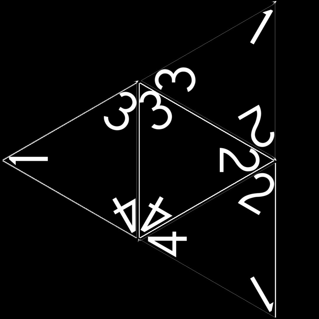 3D Dice D4 Numbers Model - TurboSquid 1595263