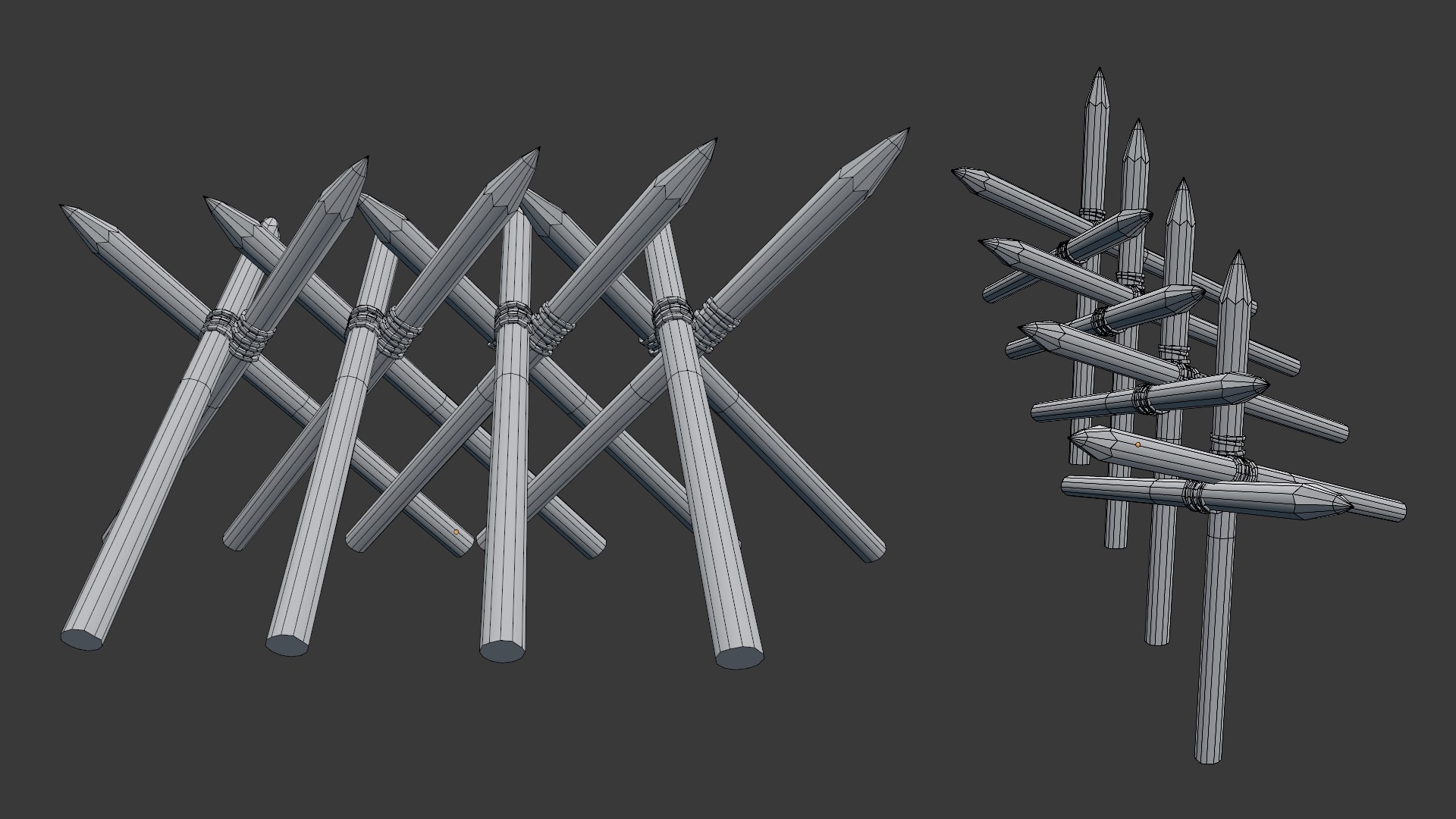 3D PALISADE BARRIER BARRICADE WALL DAM MEDIEVAL WOODEN VILLAGE FORT ...