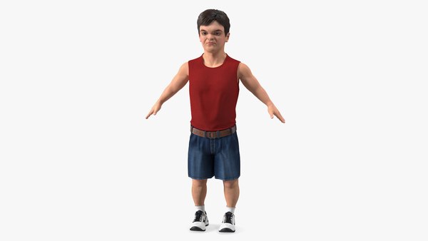 modelo 3d Hombre enano vestido con ropa de verano en pose A ...