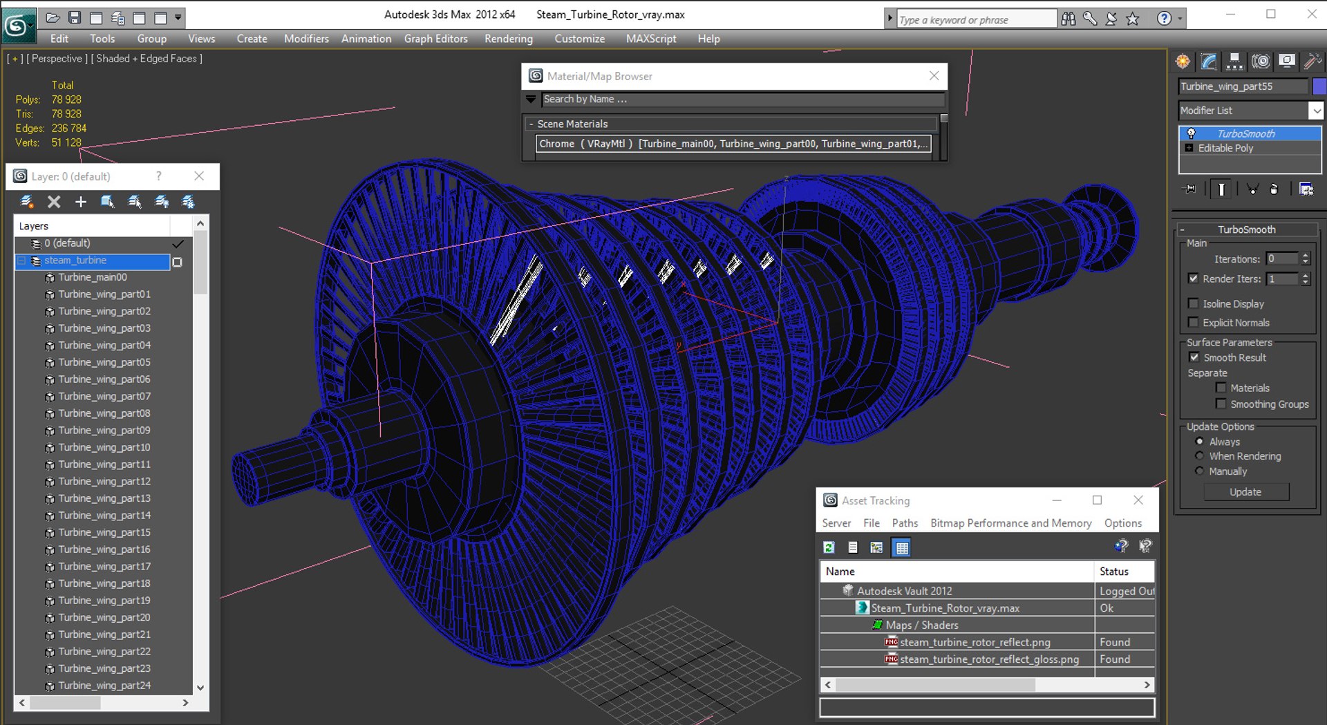 3D steam turbine rotor model - TurboSquid 1400547