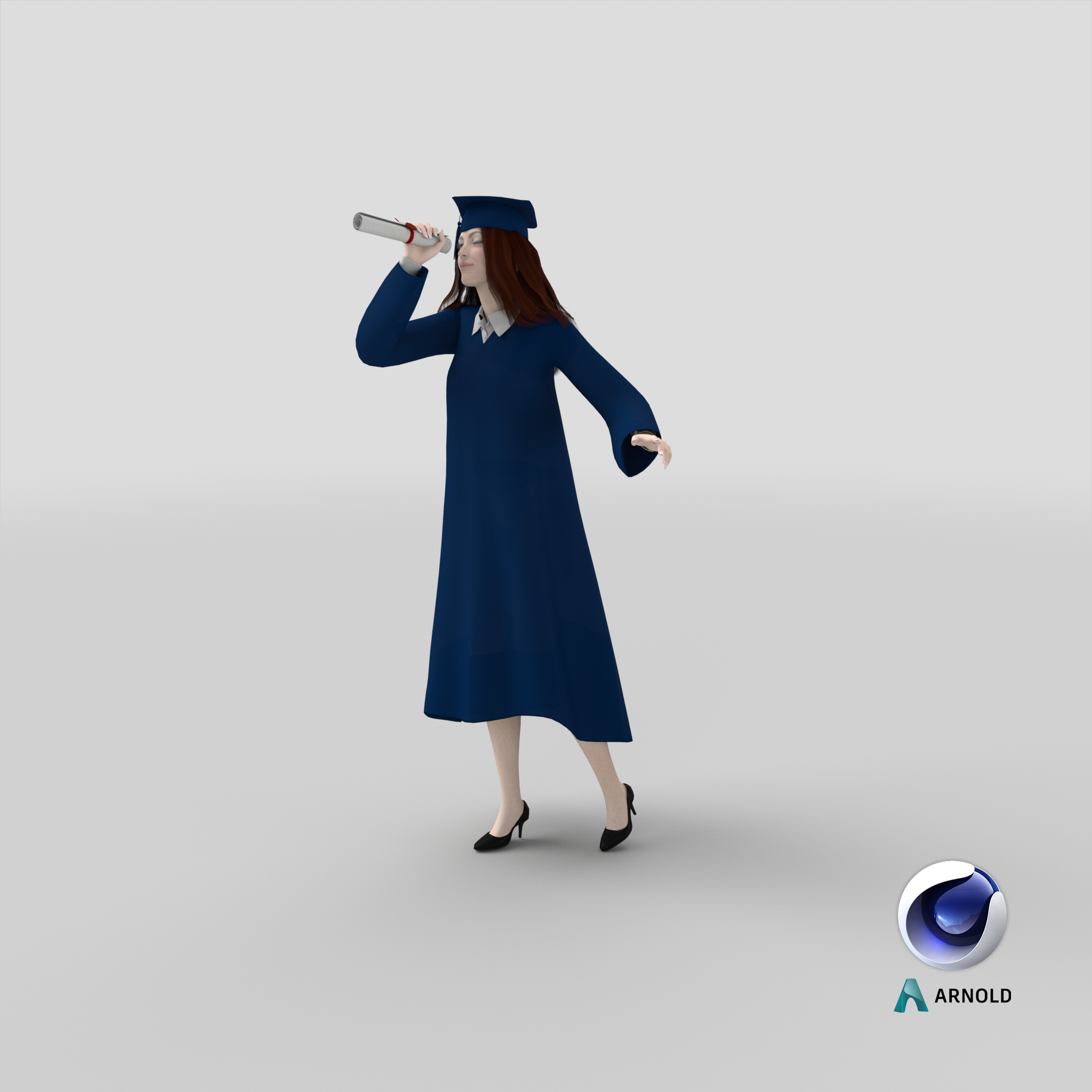 3D female college graduate holding - TurboSquid 1615452