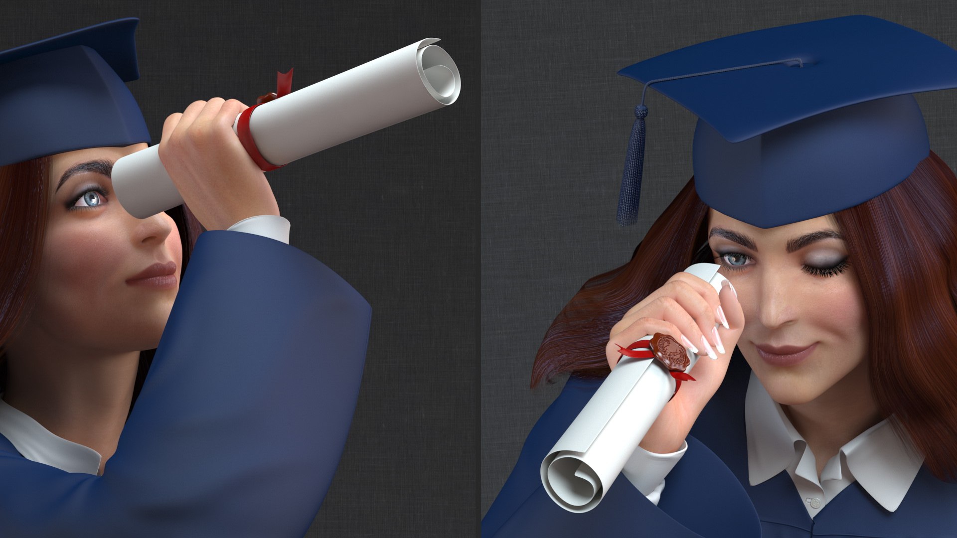 3D female college graduate holding - TurboSquid 1615452
