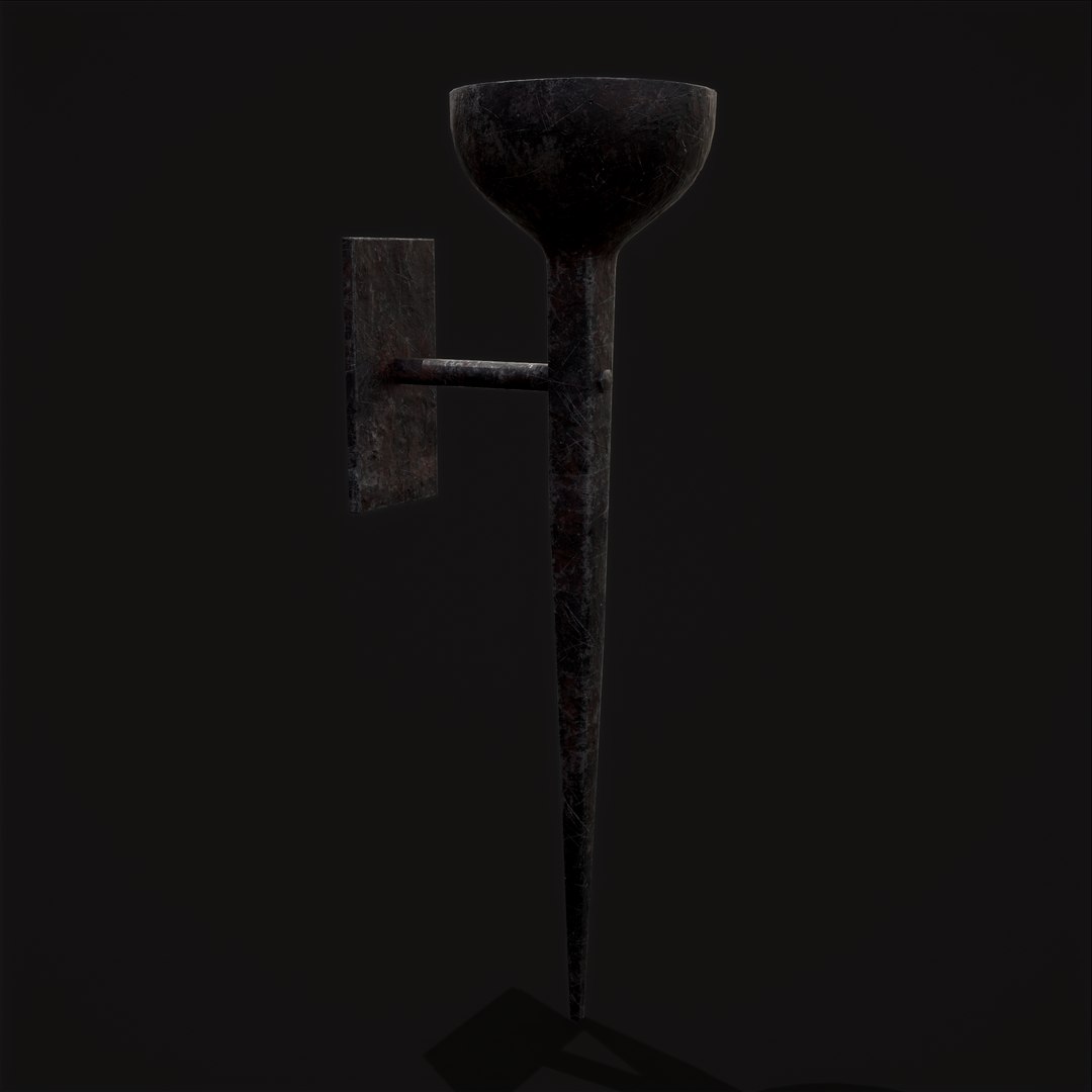 Rustic Medieval Iron Forged Torch model - TurboSquid 1955801