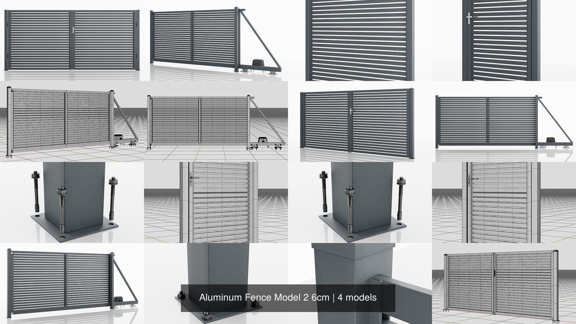 modelo 3d Collection Aluminum Fence Model 2 6cm - TurboSquid 2058866