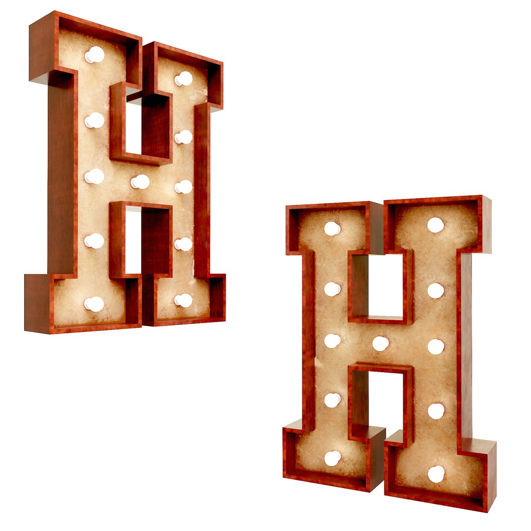 3D Marquee H wooden glow sign 3dmodel model - TurboSquid 1975936