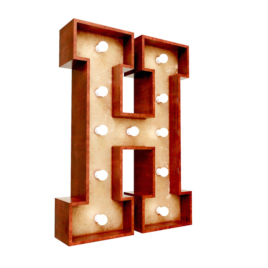 3D Marquee H wooden glow sign 3dmodel model - TurboSquid 1975936