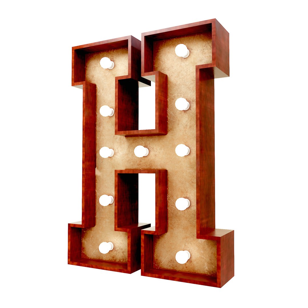 3D Marquee H wooden glow sign 3dmodel model - TurboSquid 1975936