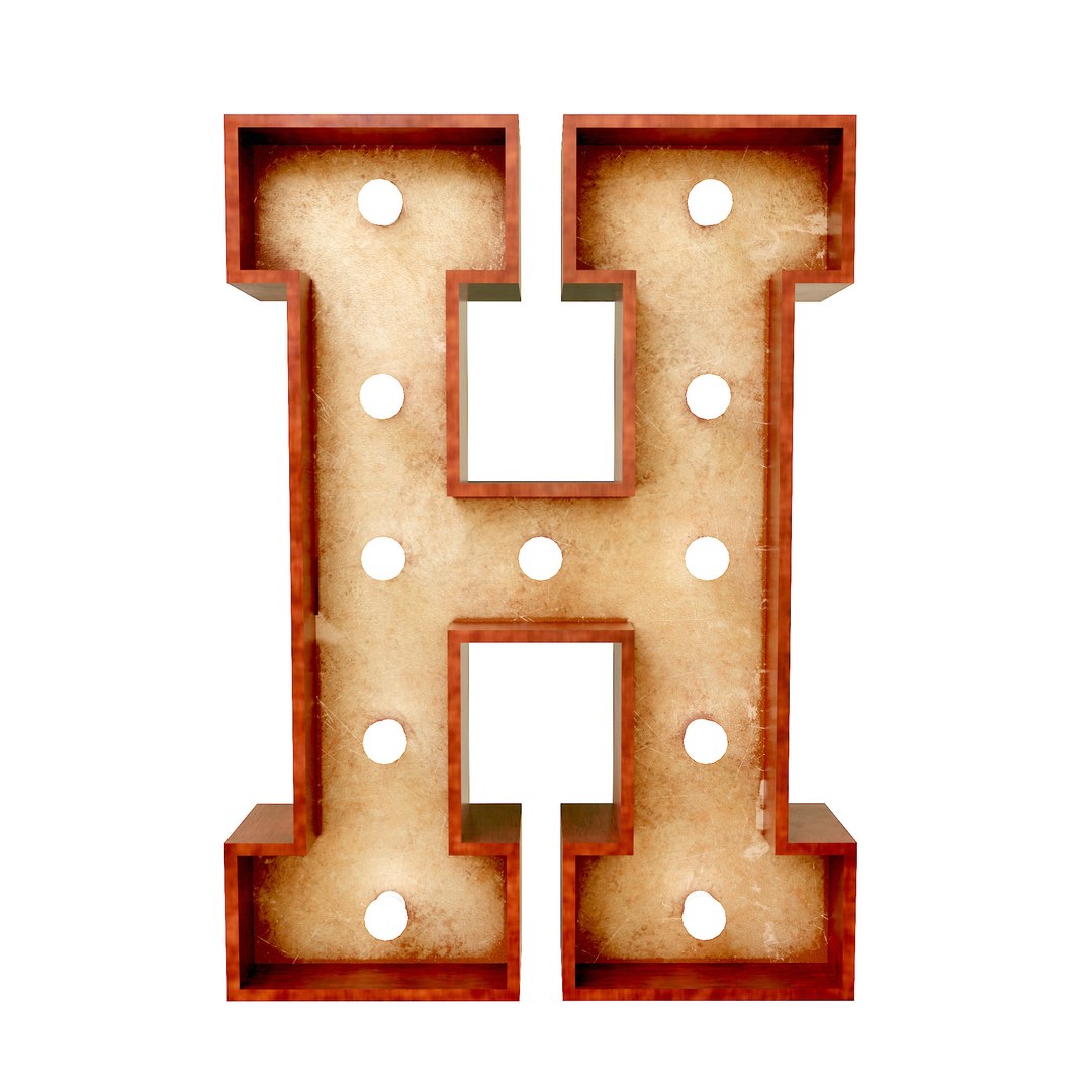 3D Marquee H wooden glow sign 3dmodel model - TurboSquid 1975936