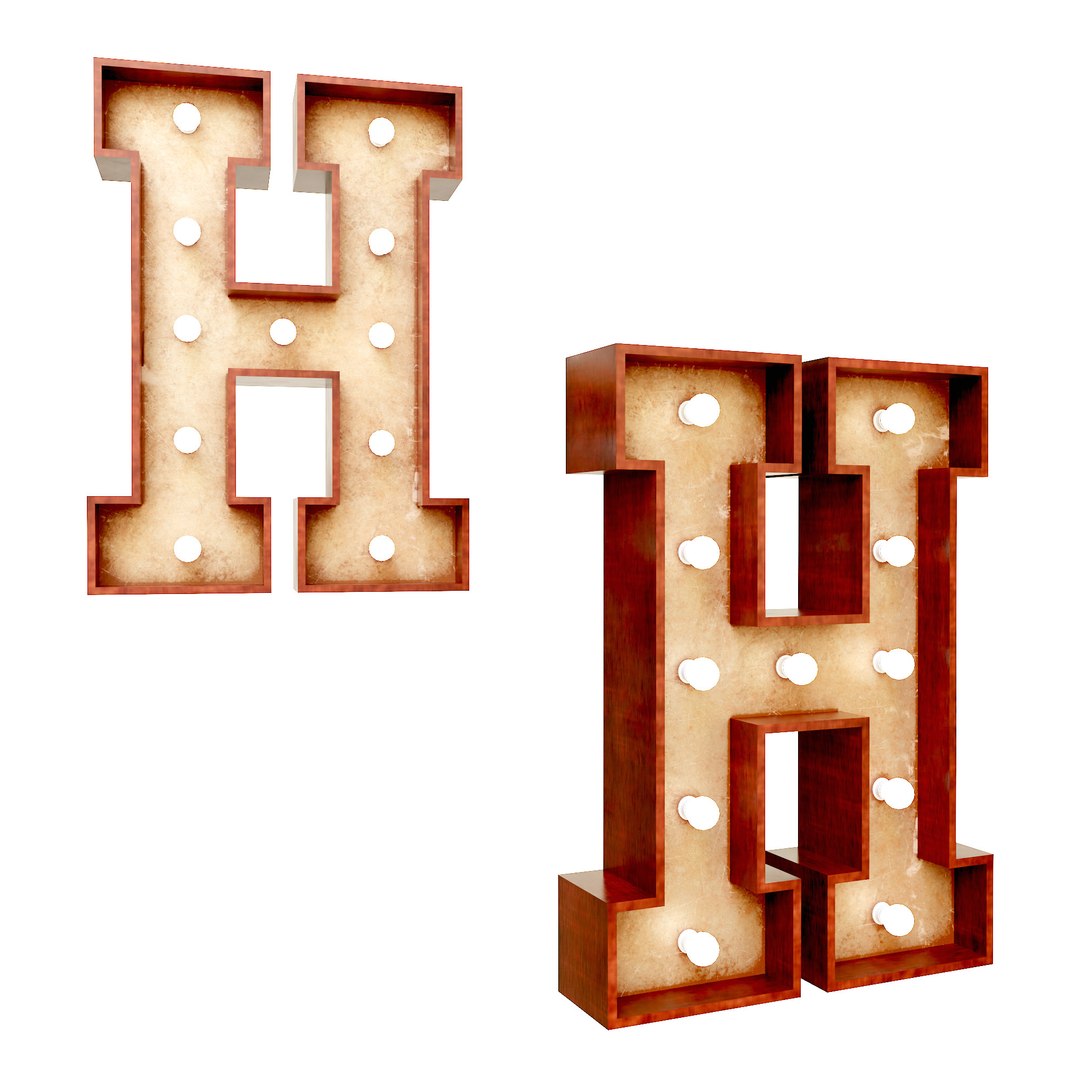 3D Marquee H wooden glow sign 3dmodel model - TurboSquid 1975936