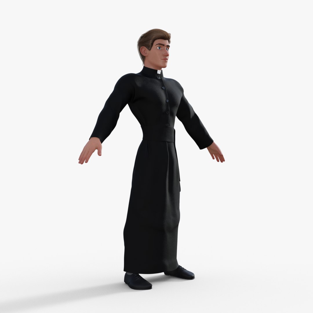 3D Model Cartoon Priest - TurboSquid 1979503