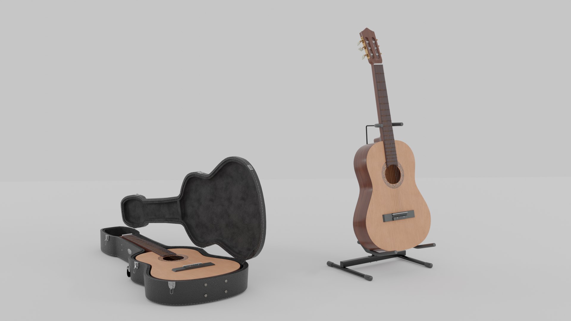 Acoustic Guitar with Case and Stand - Doumbek - Drum Set Instrument ...