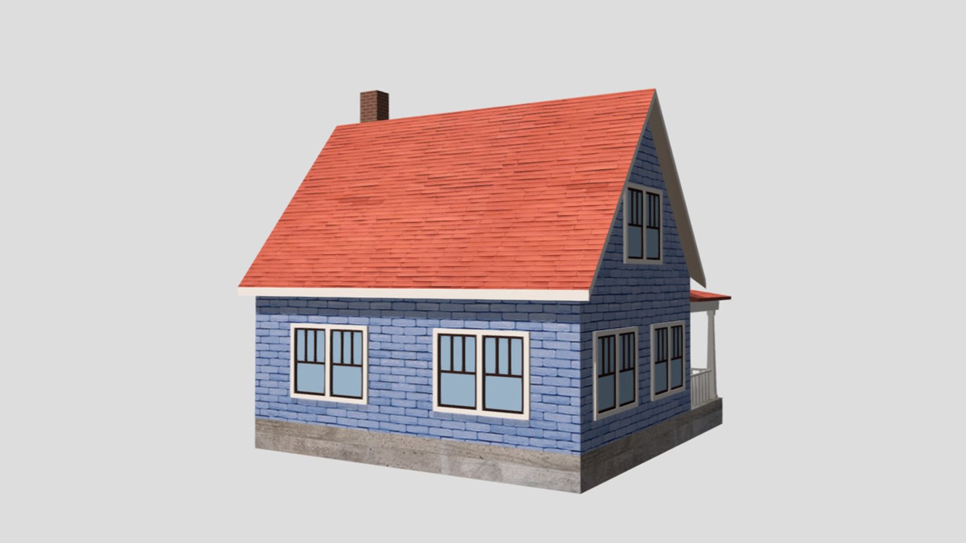 American Style Cottage - Town House Model model - TurboSquid 2181899