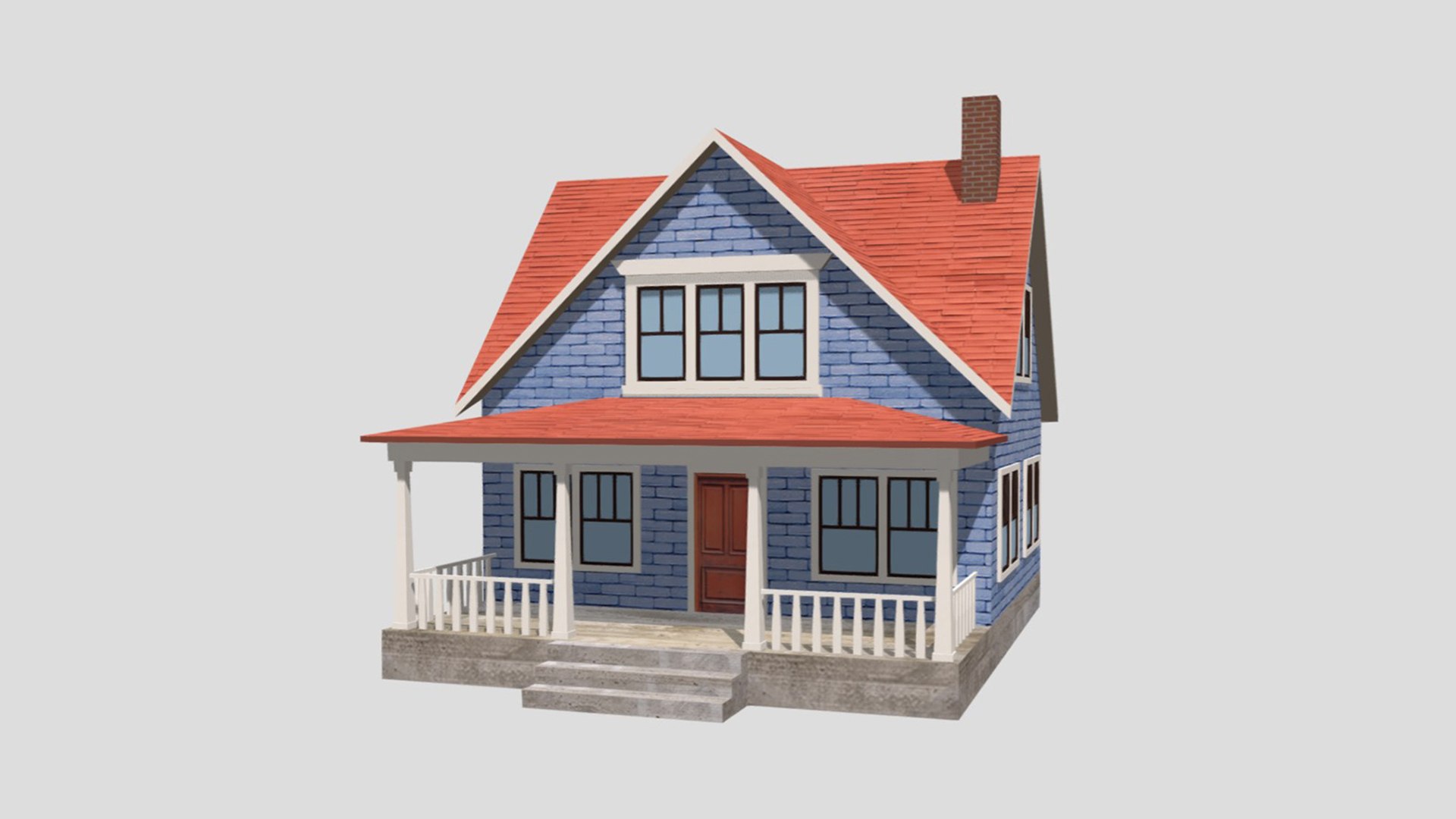 American Style Cottage - Town House Model model - TurboSquid 2181899