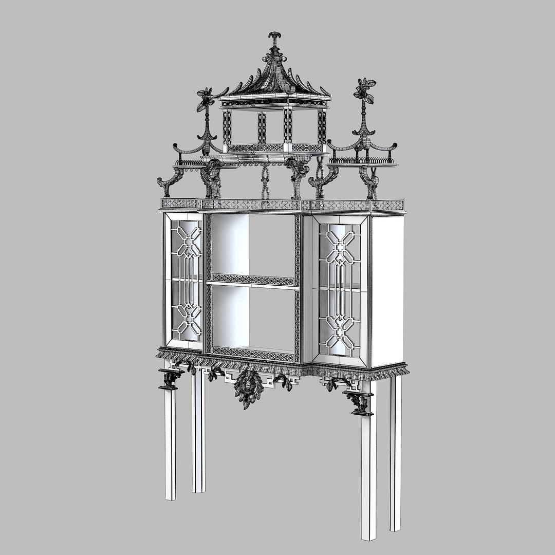 3ds Max Chippendale Cabinet Ann Getty
