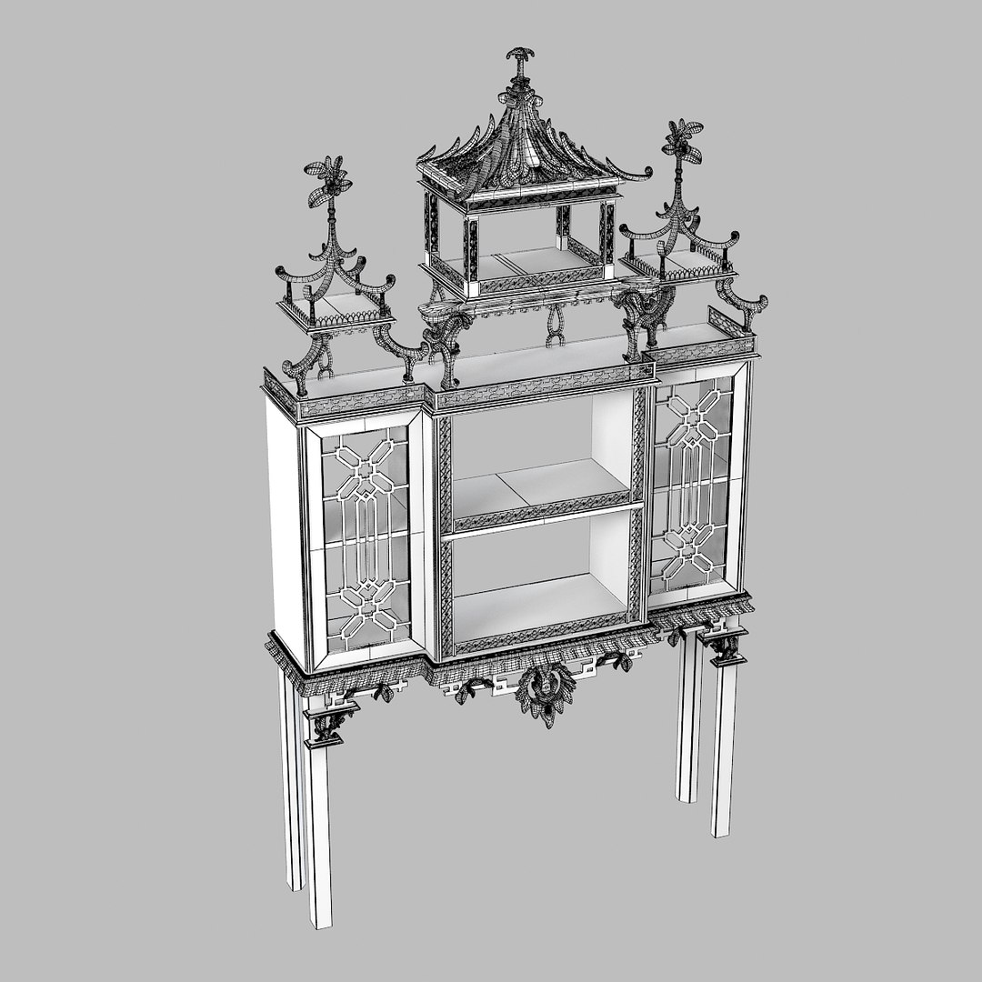 3ds Max Chippendale Cabinet Ann Getty