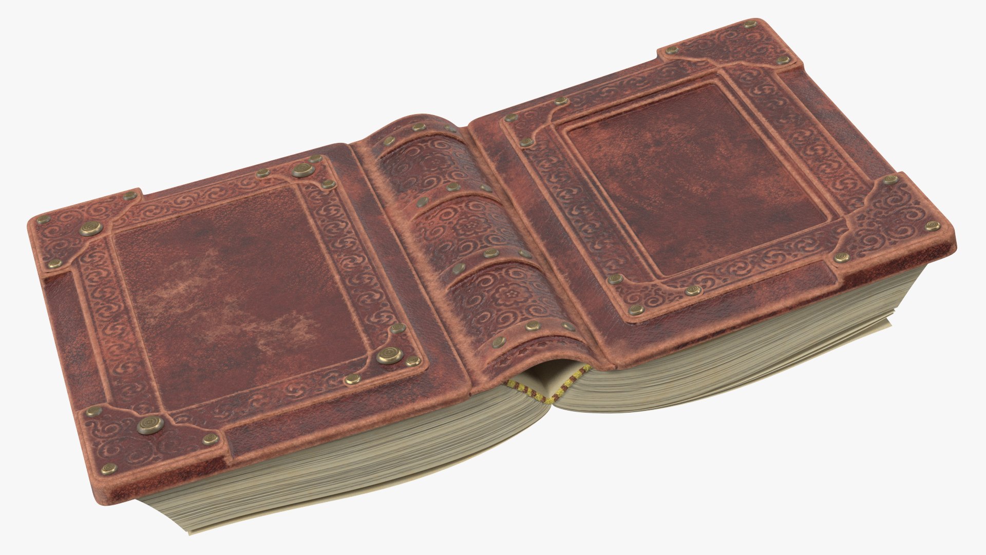 Old Brown Ornate Open Book model - TurboSquid 1780559