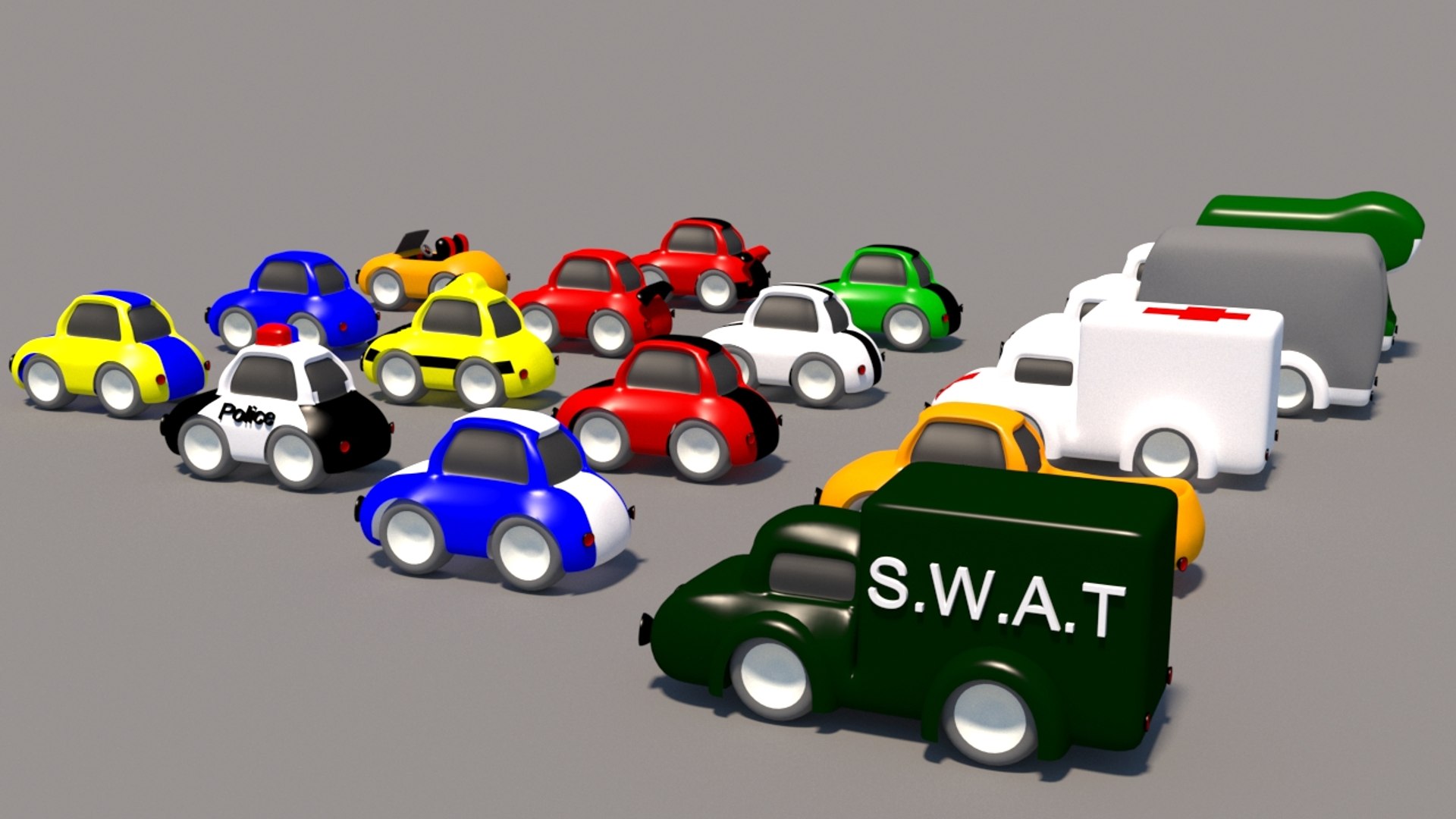 Cartoon car pack 3D model - TurboSquid 1179086