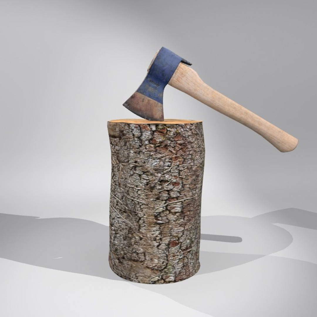 Axe Chopping Block 3d Model