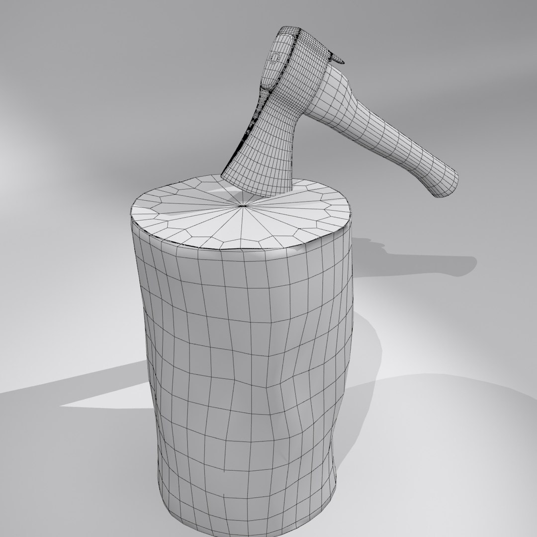 Axe Chopping Block 3d Model