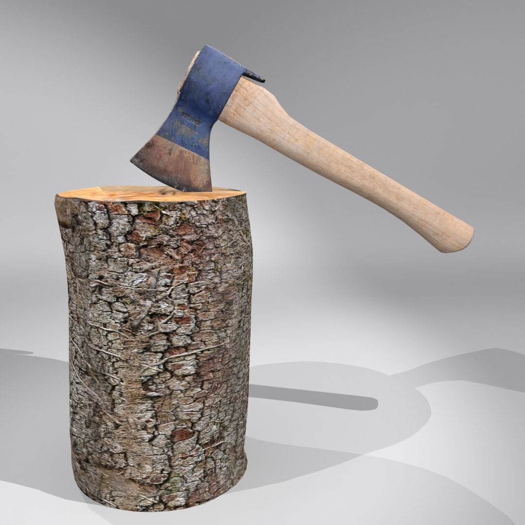 Axe Chopping Block 3d Model