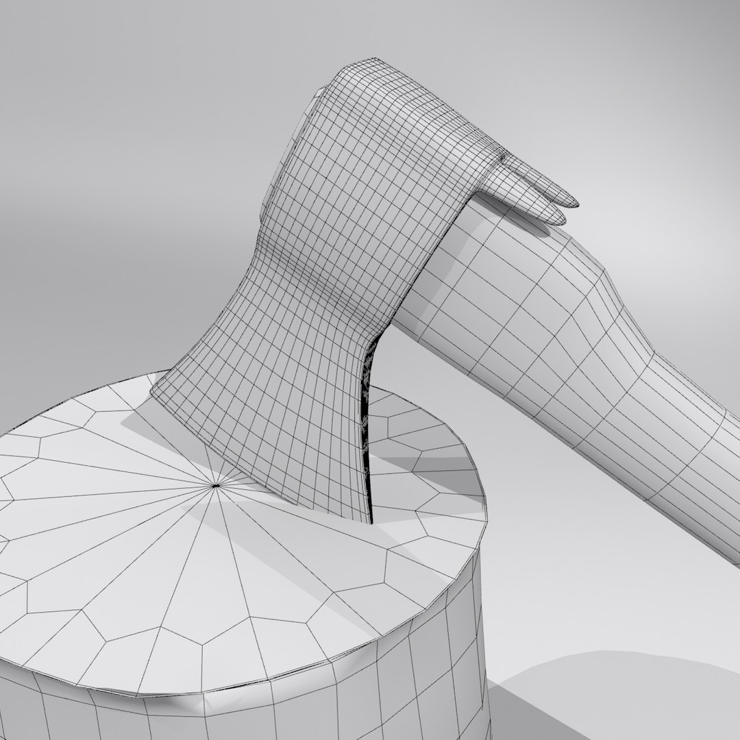 Axe Chopping Block 3d Model