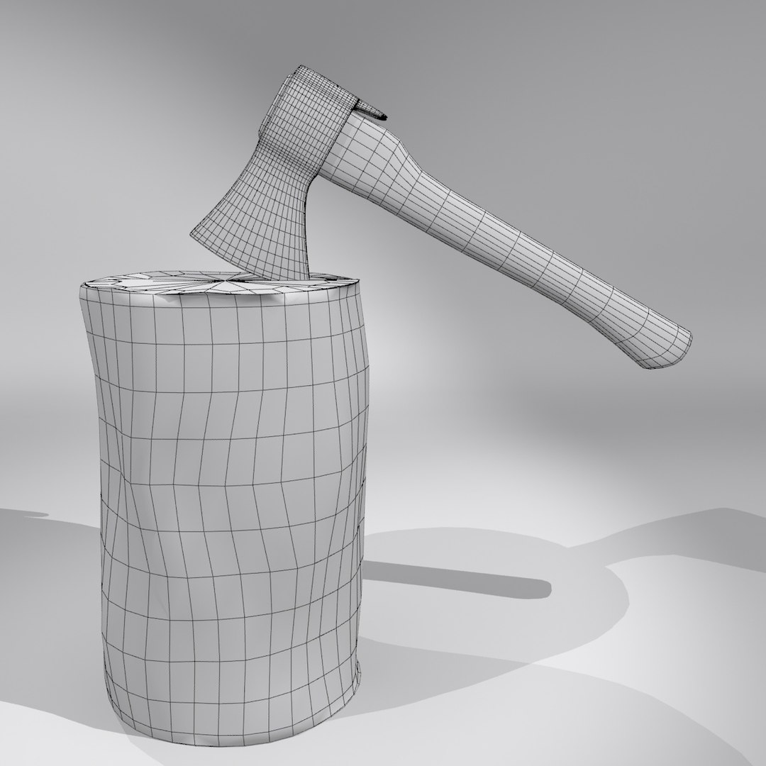 Axe Chopping Block 3d Model