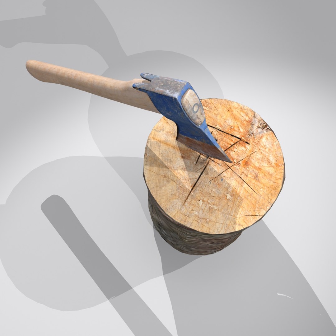Axe Chopping Block 3d Model