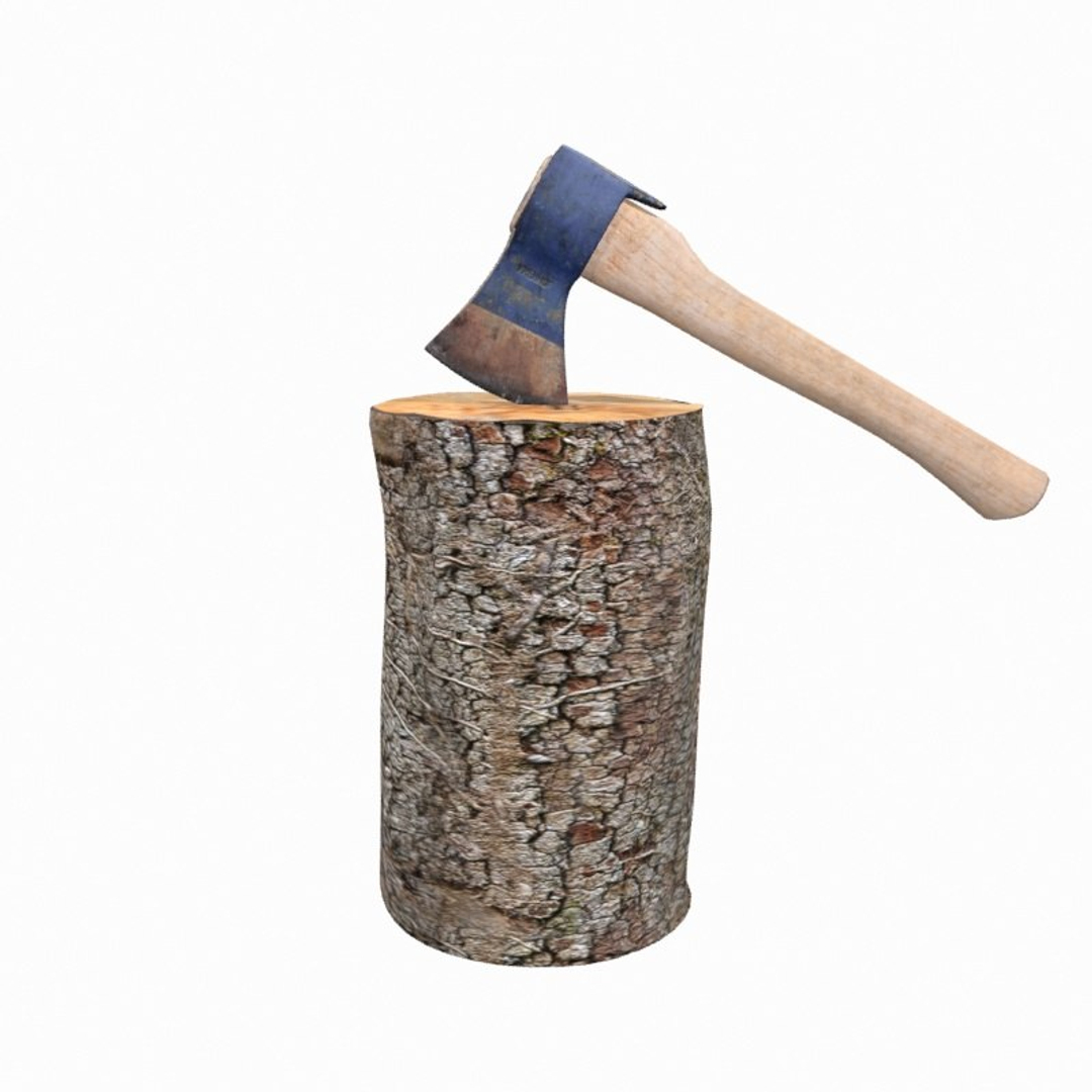 Axe Chopping Block 3d Model