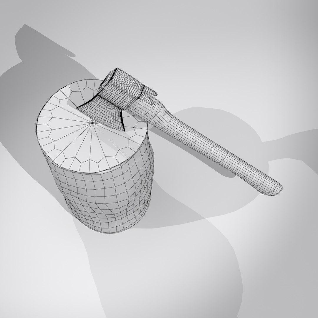 Axe Chopping Block 3d Model
