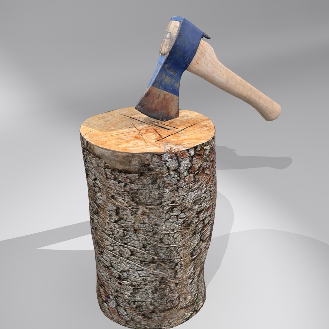 Axe Chopping Block 3d Model
