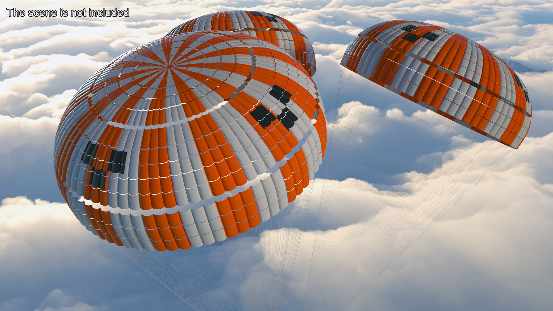 Capsule Triple Parachute Orange 3D Model - TurboSquid 2241948