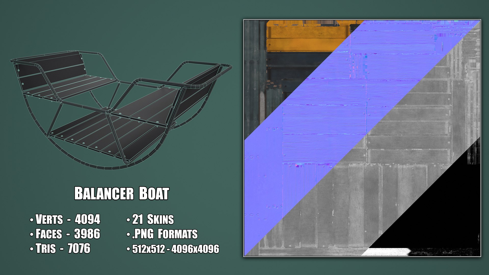 3D Model Painted Playground Balancer Boat - TurboSquid 2153783