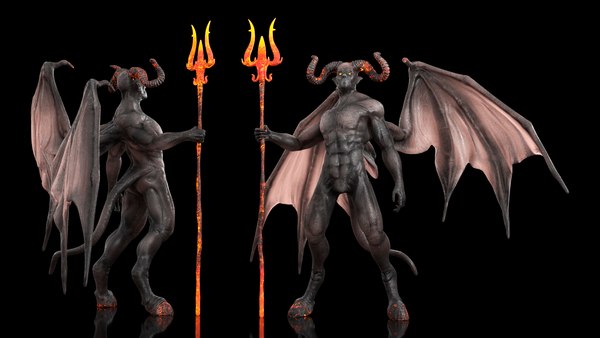 삼지창 서 포즈를 취하는 악마 캐릭터 3D 모델 - TurboSquid 1933592