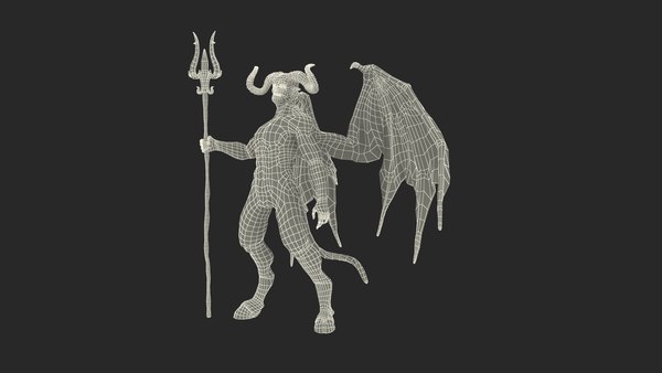 Devil Character with Trident Standing Pose model - TurboSquid 1933592