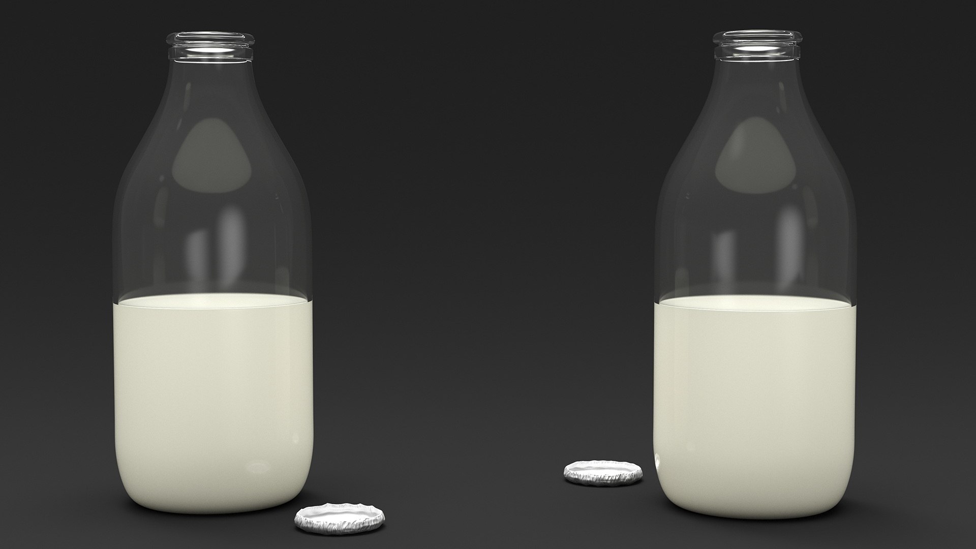 Opened Bottle Of Whole Milk With Foil Cap 3D Model - TurboSquid 2205366
