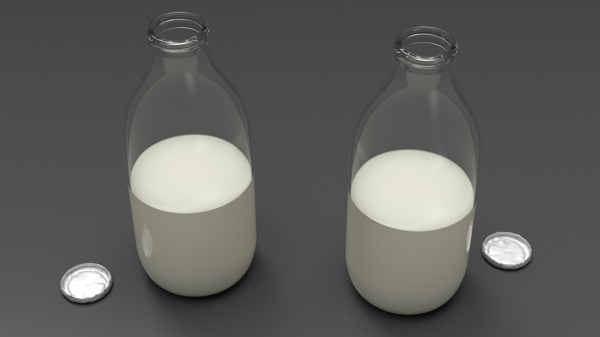 Opened Bottle Of Whole Milk With Foil Cap 3D Model - TurboSquid 2205366